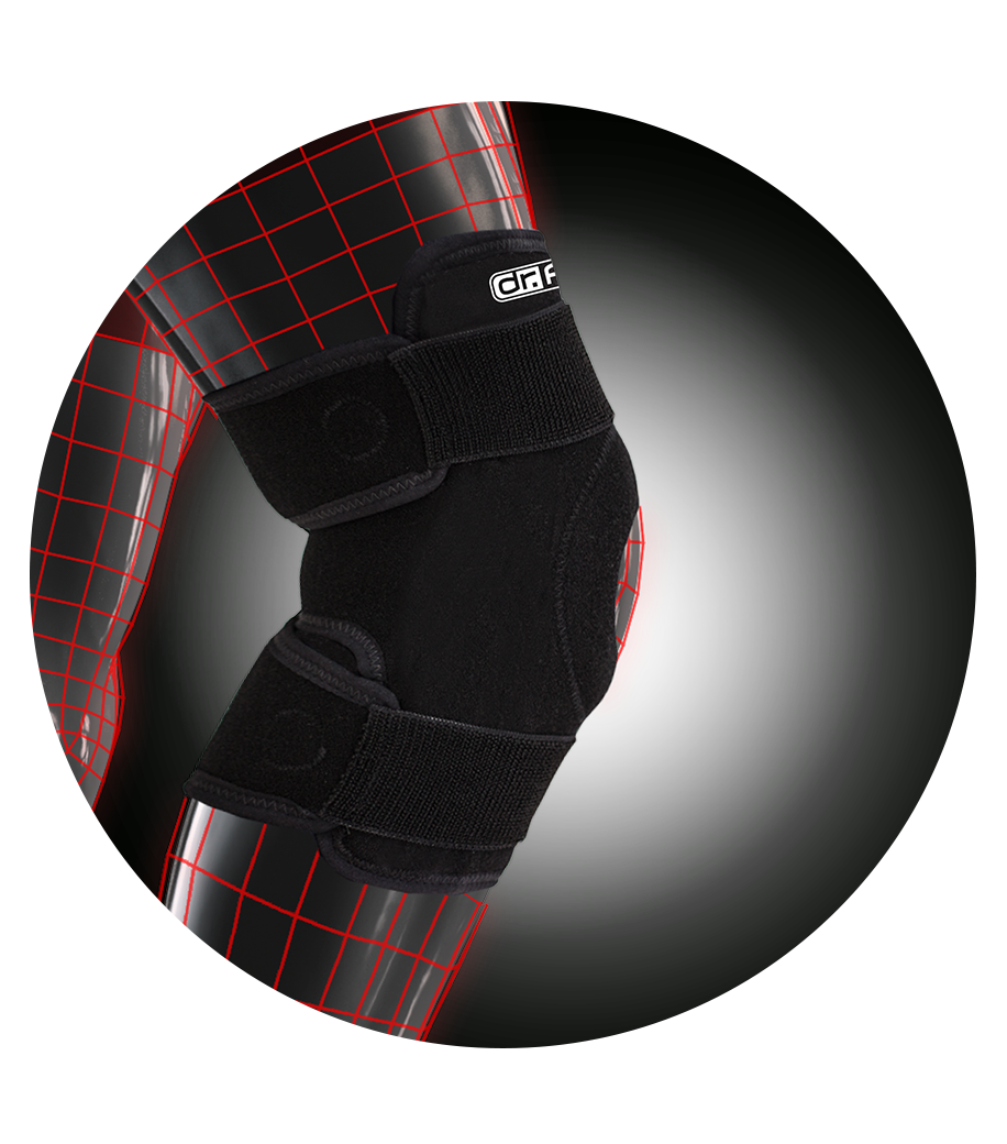 STABILIZING KNEE SUPPORT ADJUSTABLE Knee support design ensures ...